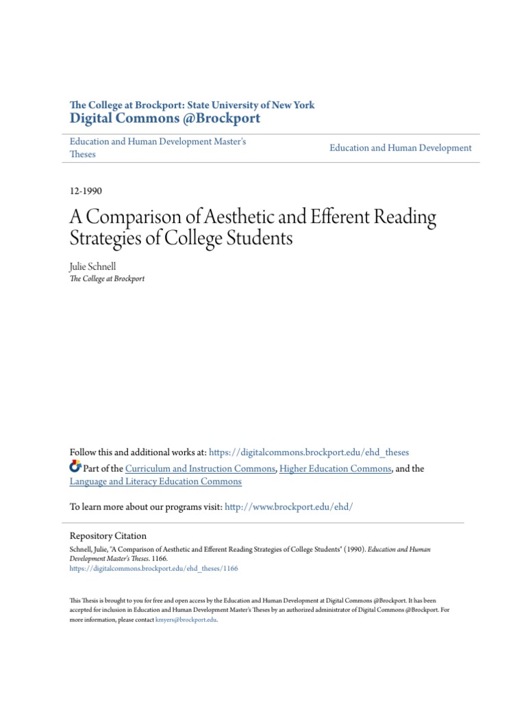 Compare Efferent and Aesthetic | PDF | Reading Comprehension | Aesthetics