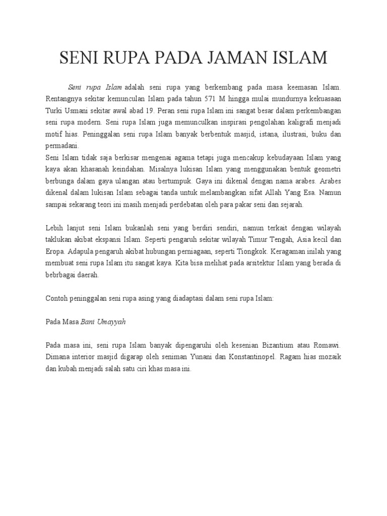 Sejarah Seni Rupa Islam | PDF | Seni | Agama & Spiritualitas
