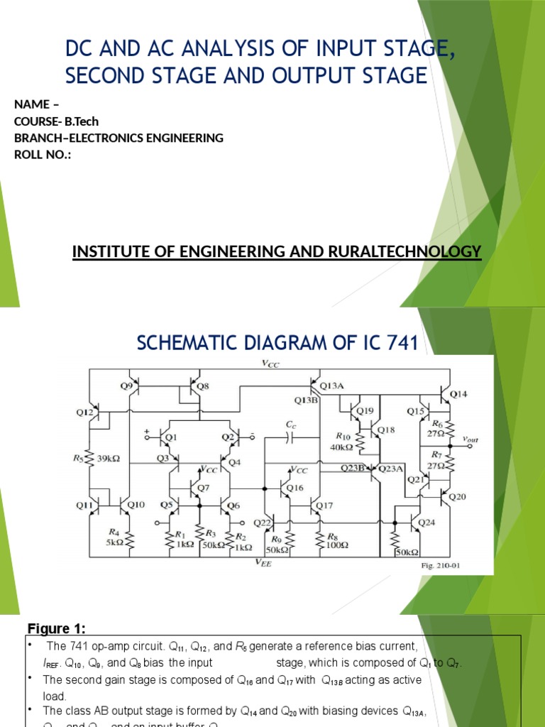 DC and Ac Analysis of Input Stage, Second Stage and Output Stage | PDF ...