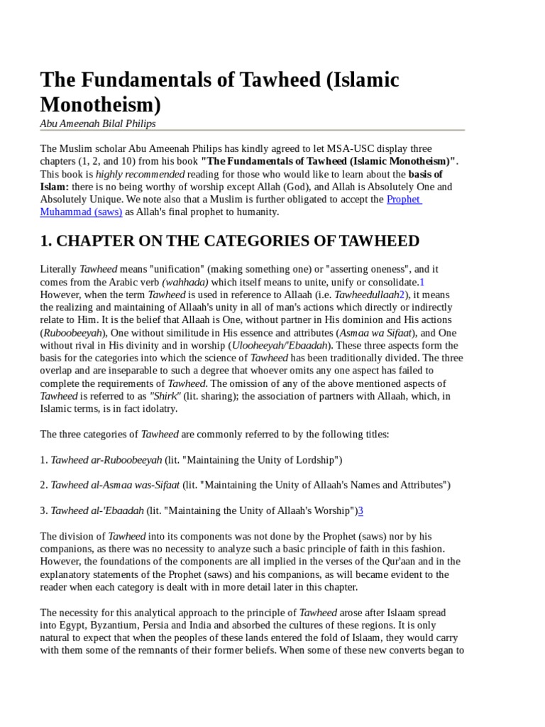 The Fundamentals of Tawheed | PDF | Tawhid | God