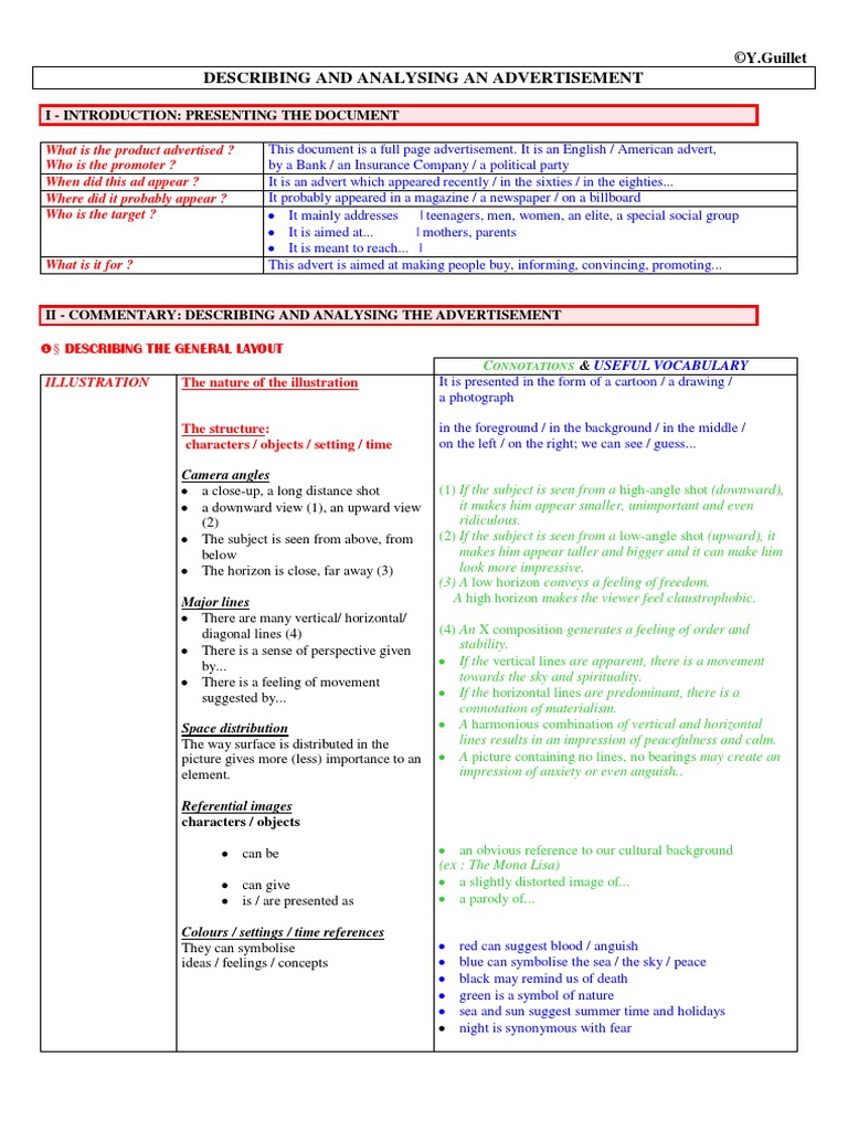 Describing and Analysing An Advertisement | Download Free PDF ...