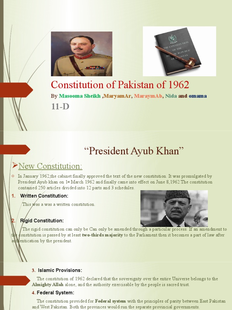 Constitution of Pakistan of 1962 | PDF | Government | Political Charters