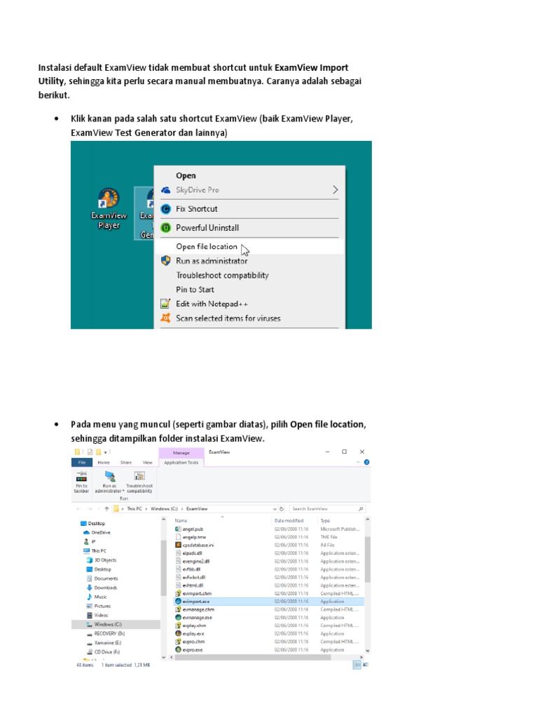 Cara Buat Shortcut ExamView Import Utility | PDF