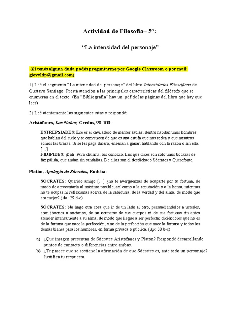 Actividad de Sócrates | PDF | Sócrates | Platón