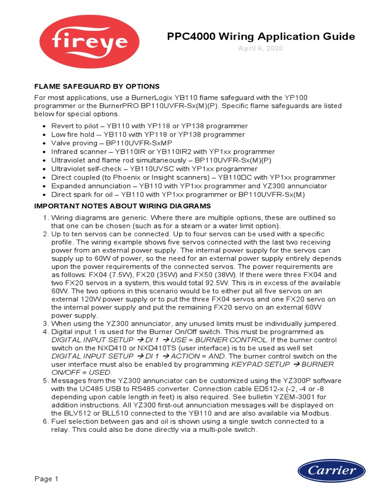 PPC4000 Wiring Application Guide: Flame Safeguard by Options | PDF ...