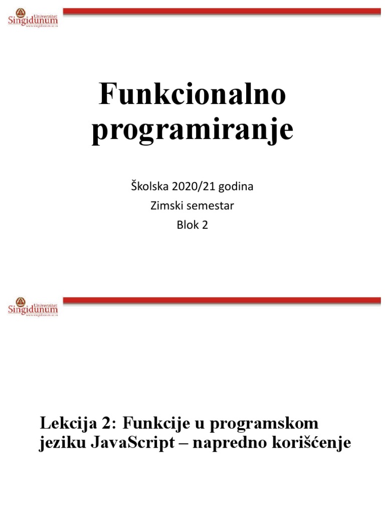Lect 02 - Funkcije U JS-u | PDF