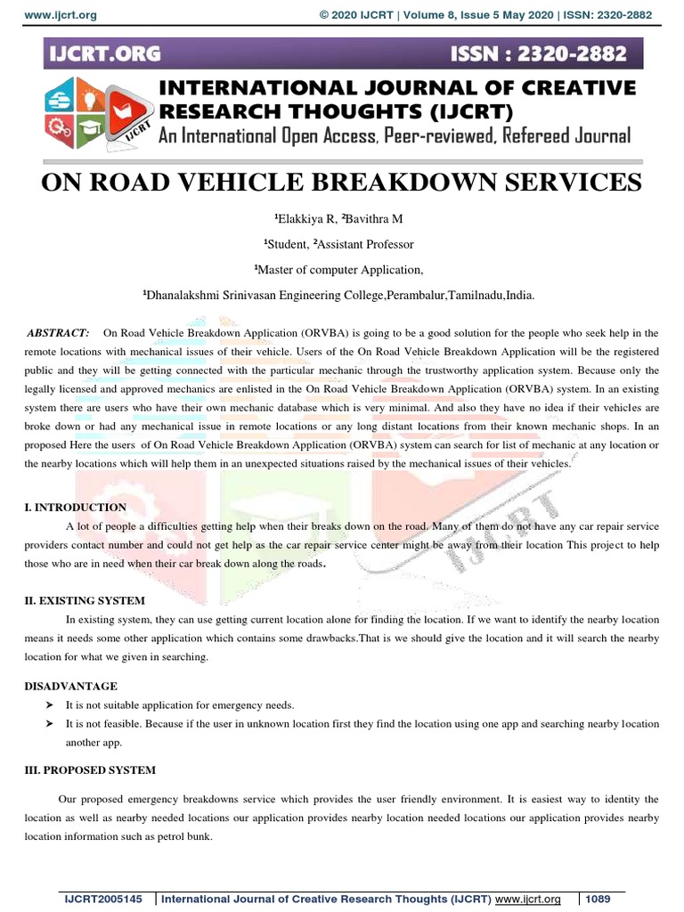 On Road Vehicle Breakdown Services | PDF | System | Systems Architecture