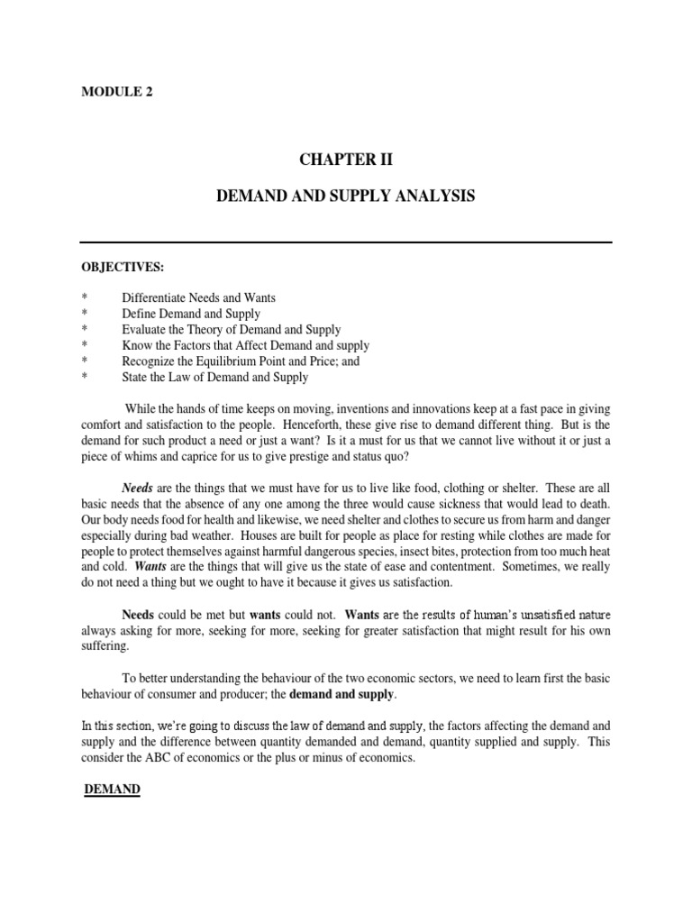 Demand and Supply Analysis: Objectives | PDF | Supply (Economics) | Demand