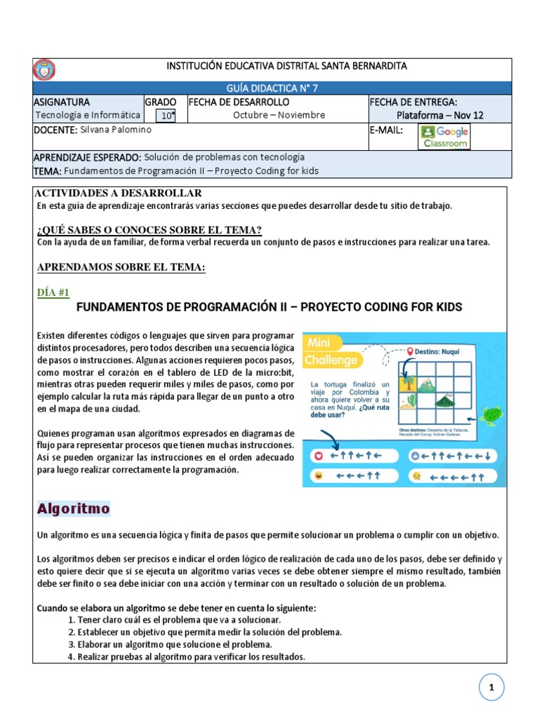 GUÍA No.7 - 10° Tecnología e Informática | PDF | Algoritmos | Aprendizaje