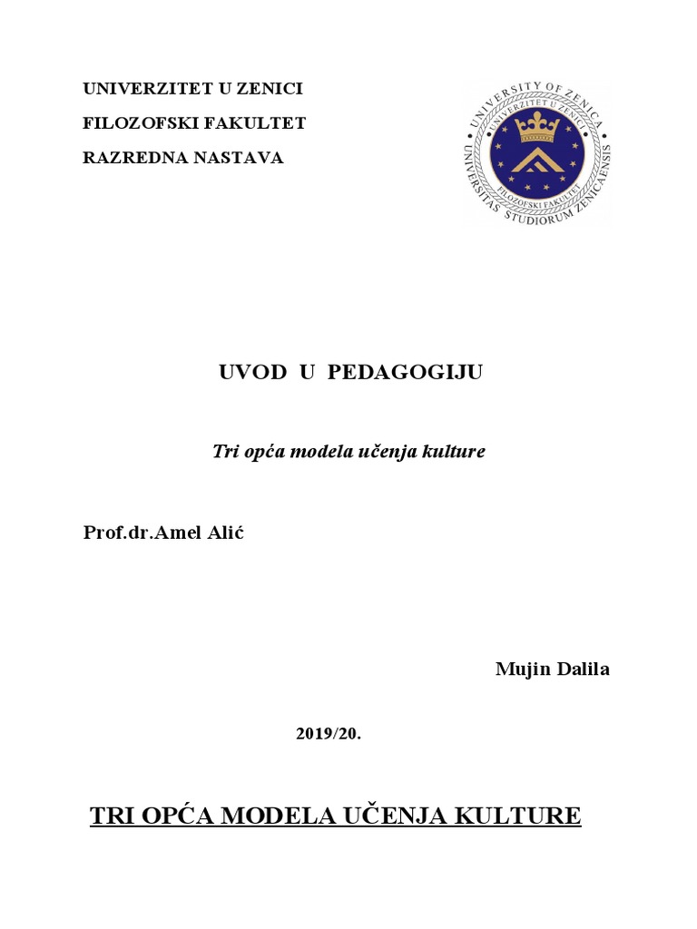 Tri Opća Modela Učenja Kulture | PDF