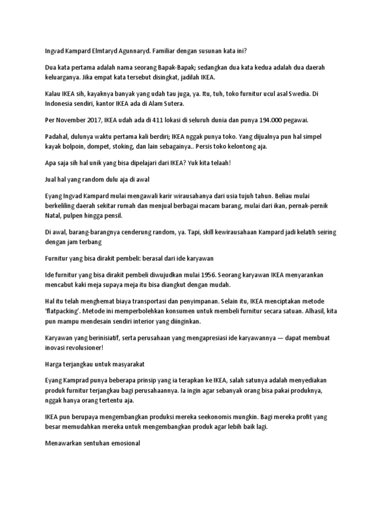 Inovasi Ikea | PDF | Seni & Disiplin Bahasa | Griya & Taman