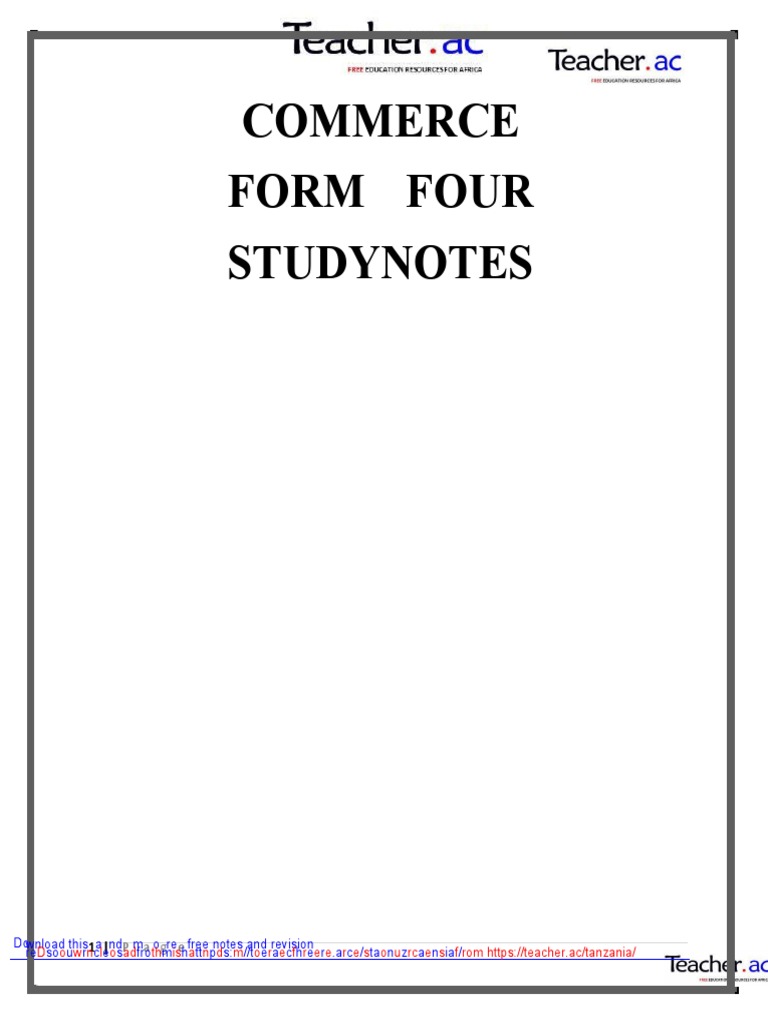 Commerce Form Four Studynotes: P A G e | PDF