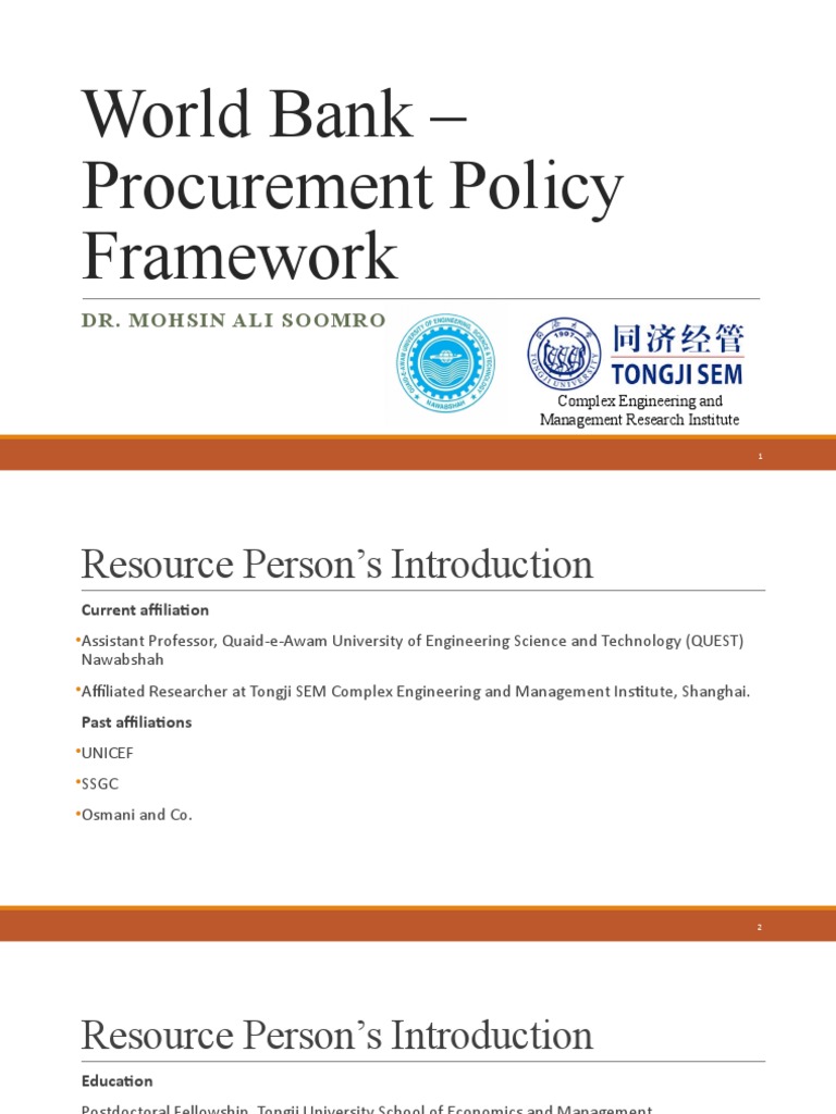 World Bank - Procurement Policy and Methods | PDF | Procurement | World ...