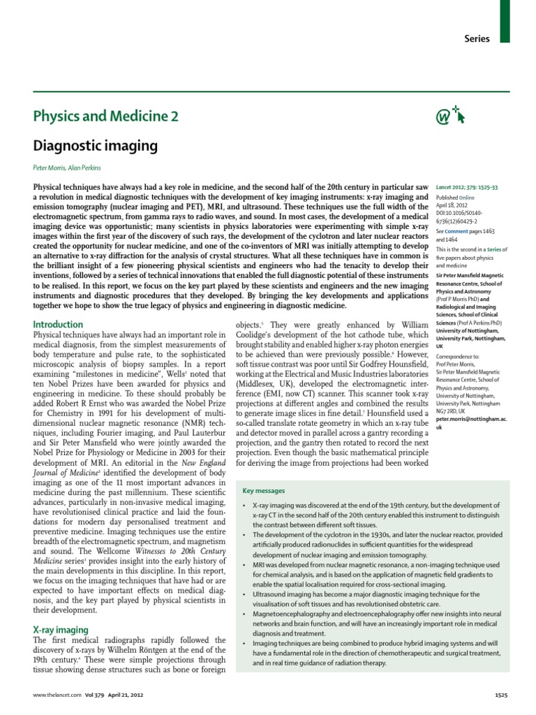 The Development of Medical Diagnostic Imaging: Leveraging Physics and ...