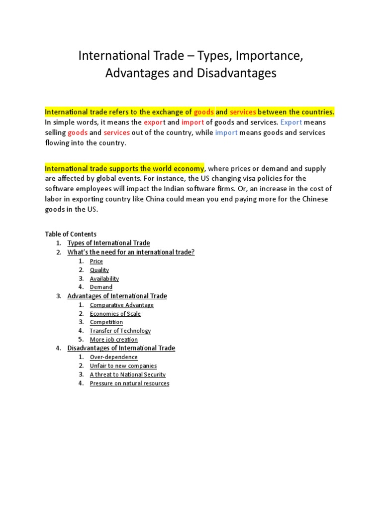 International Trade - Types, Importance, Advantages and Disadvantages ...