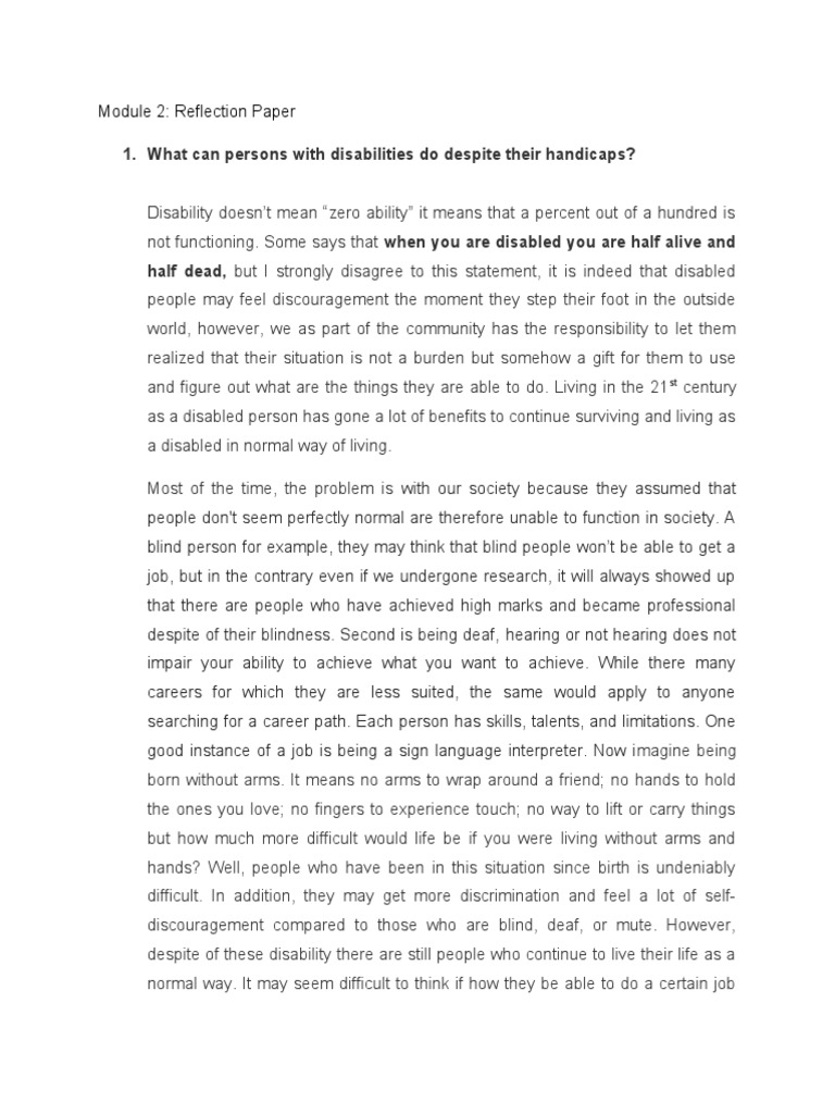 Assignment 2 Module Output Reflection Paper | PDF | Visual Impairment ...