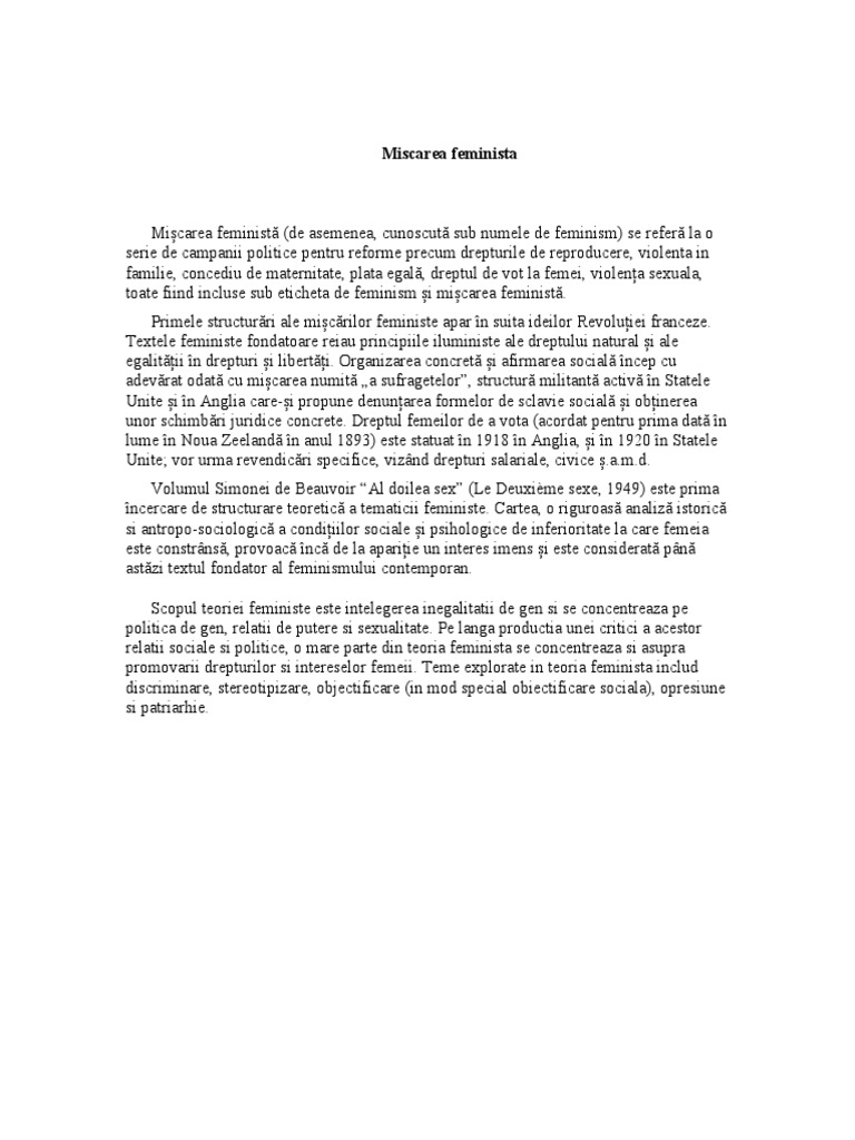 Miscarea Feminista | PDF