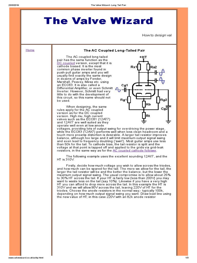 Designing an AC-coupled long-tailed pair phase inverter | PDF ...