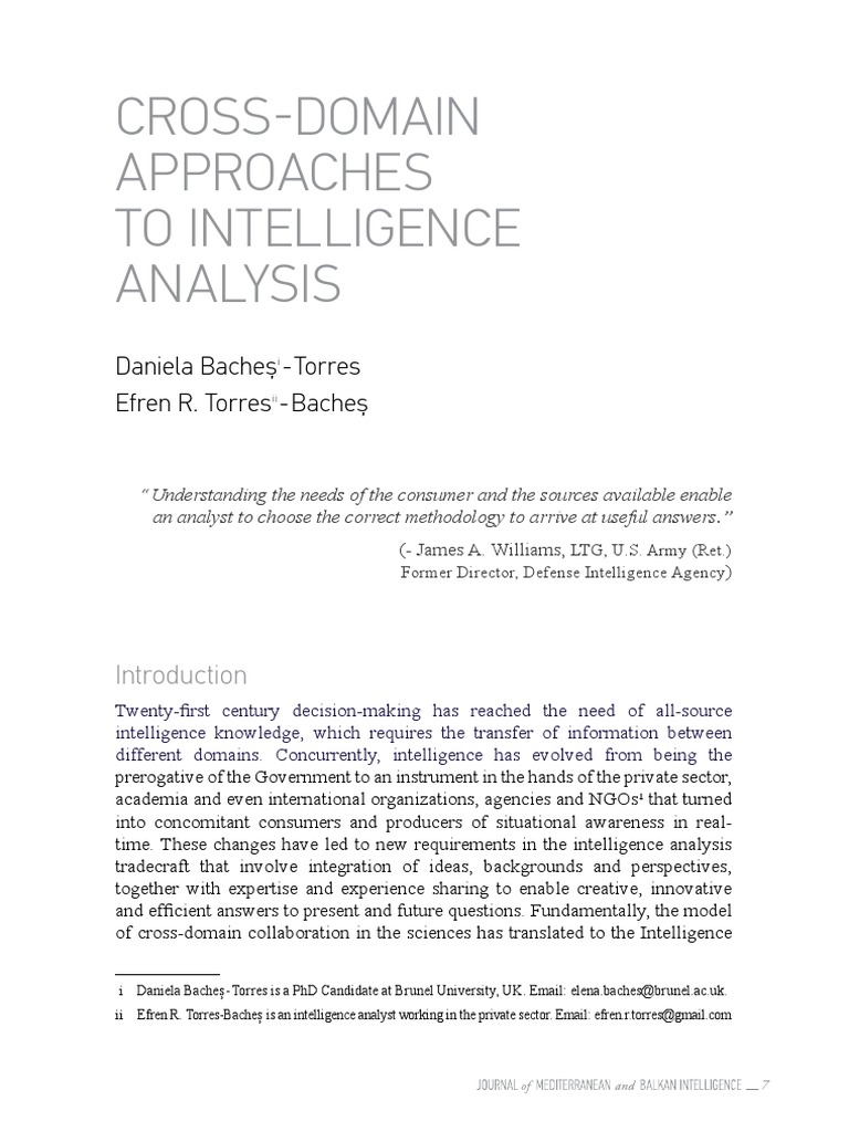 Cross Domain Approaches To Intelligence | PDF | Intelligence Analysis ...