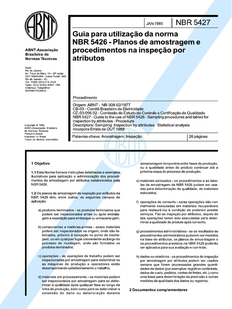 1.3 NBR 5427 (Guia para Utilizacao Da Norma NBR 5426) | PDF