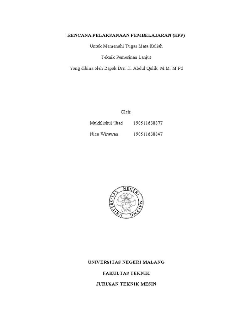 RPP Teknik Pemesinan Bubut Ulir Cacing | PDF | Karier & Perkembangan | Seni