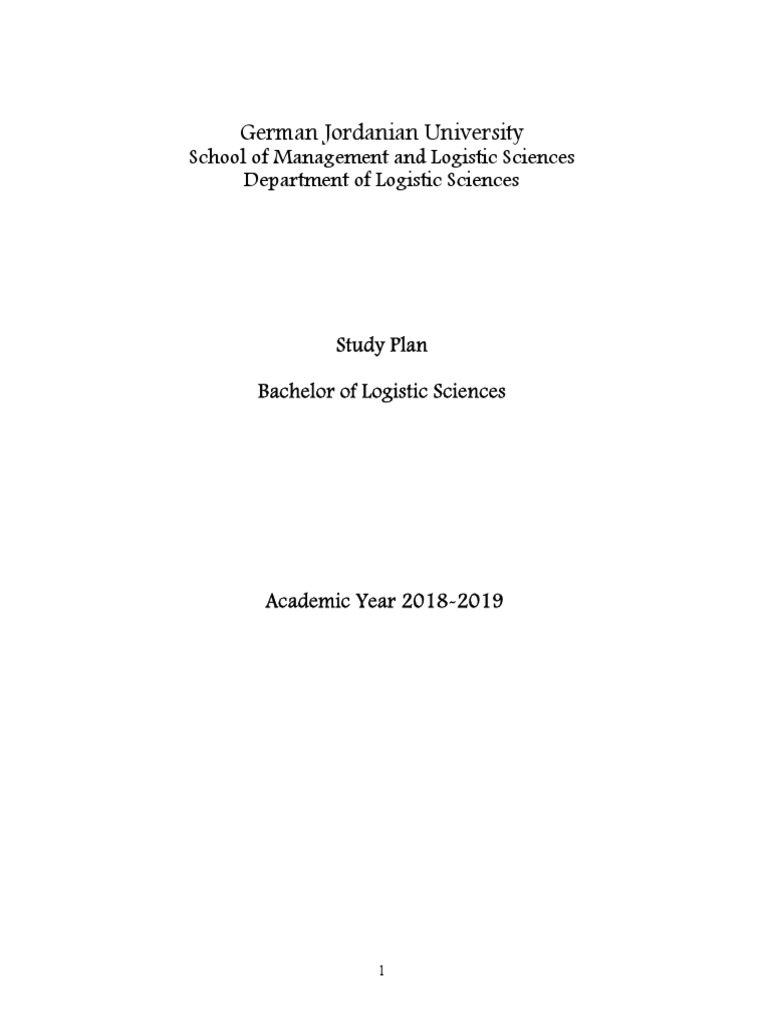 Study Plan - Logistic Sciences 2018-2019 | PDF | Logistics | Supply Chain
