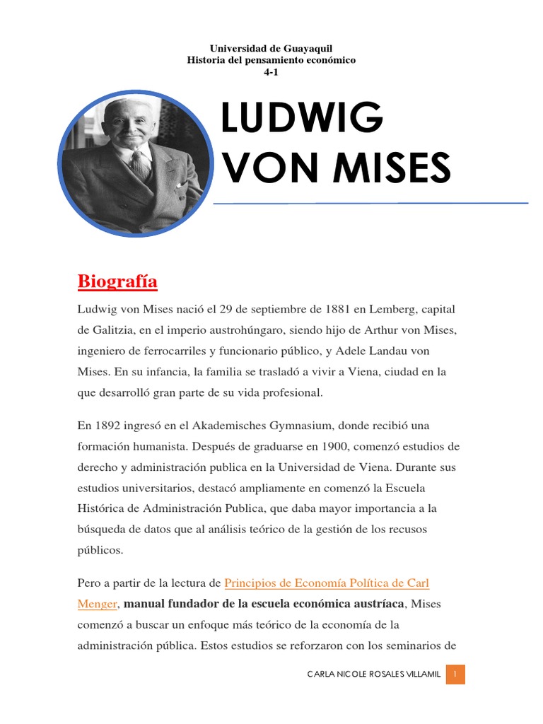 BIOGRAFIA - Ludwig Von Mises | PDF | Dinero | Economias