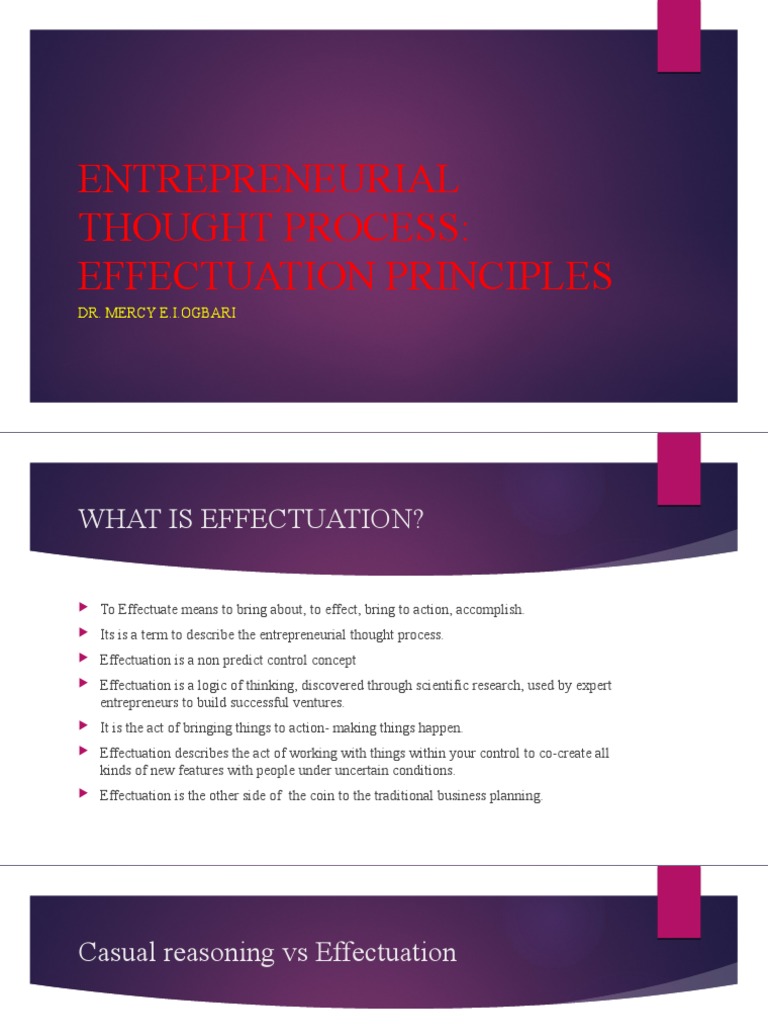 Effectuation Principles in Entrepreneurship | PDF | Entrepreneurship ...