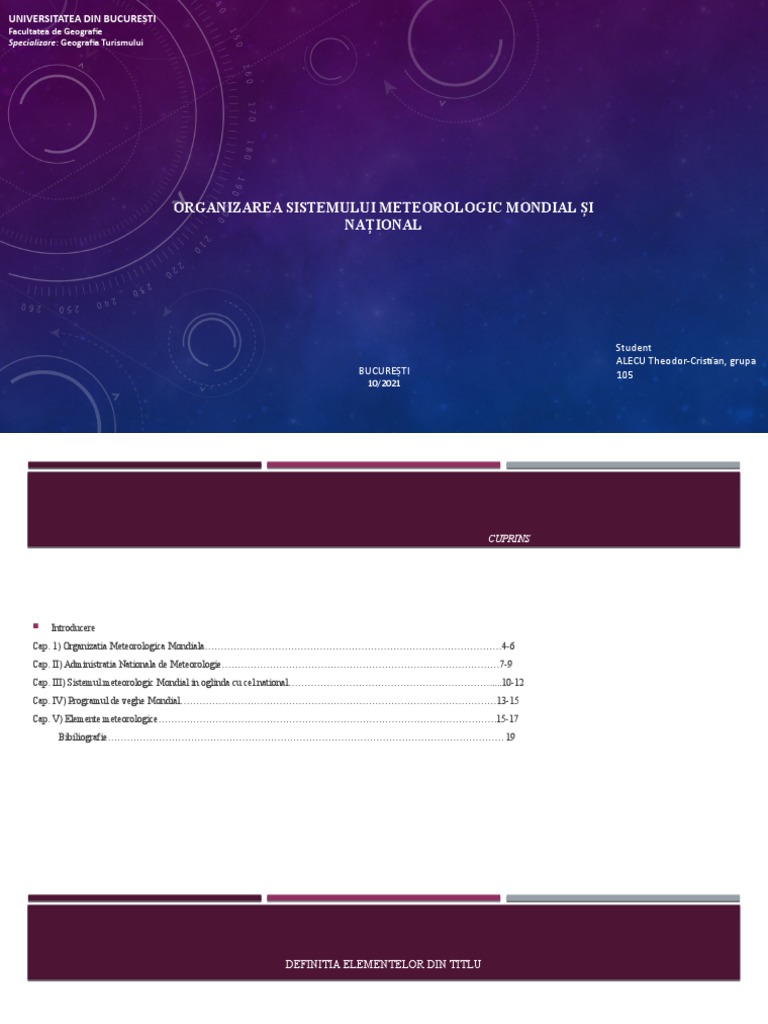 Organizarea Sistemului Meteorologic National Si Mondial. | PDF