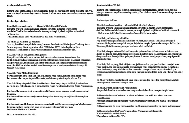 Doa Pembukaan Penutupan Diklat | PDF