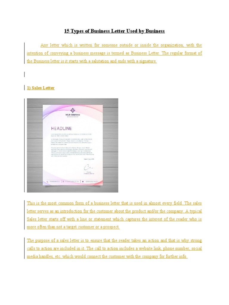 15 Types of Business Letter Used by Business | PDF | Receipt | Employment