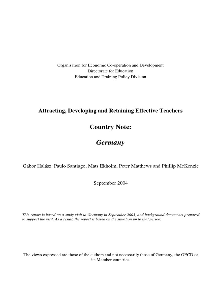 Germany: Country Note | PDF | Schools | Teachers