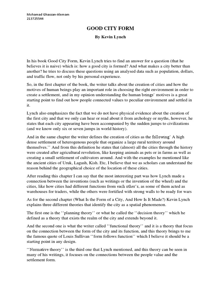 Good City Form: by Kevin Lynch | PDF | Science | Cognition