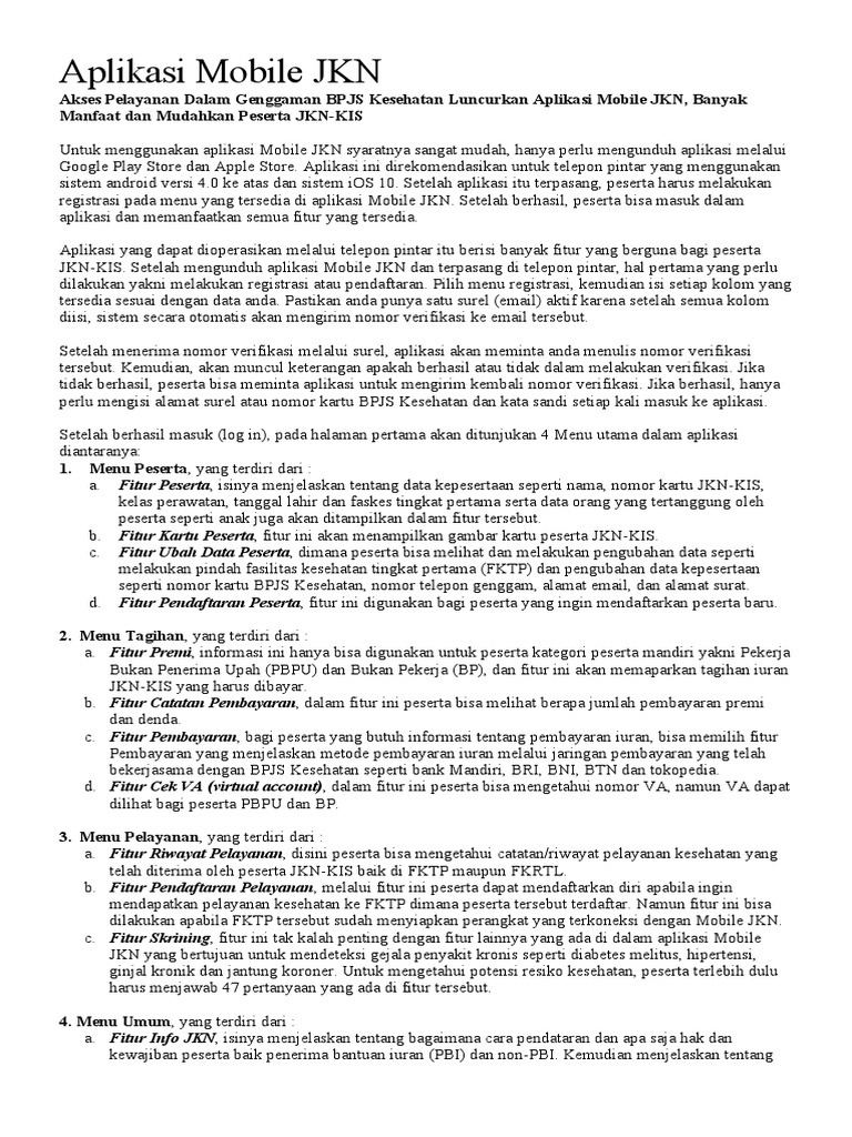 Aplikasi Mobile JKN | PDF