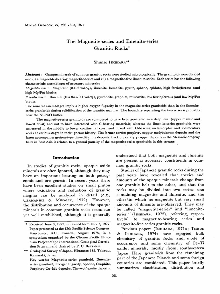 Ilmenite N Magnetite Series | PDF | Granite | Rock (Geology)