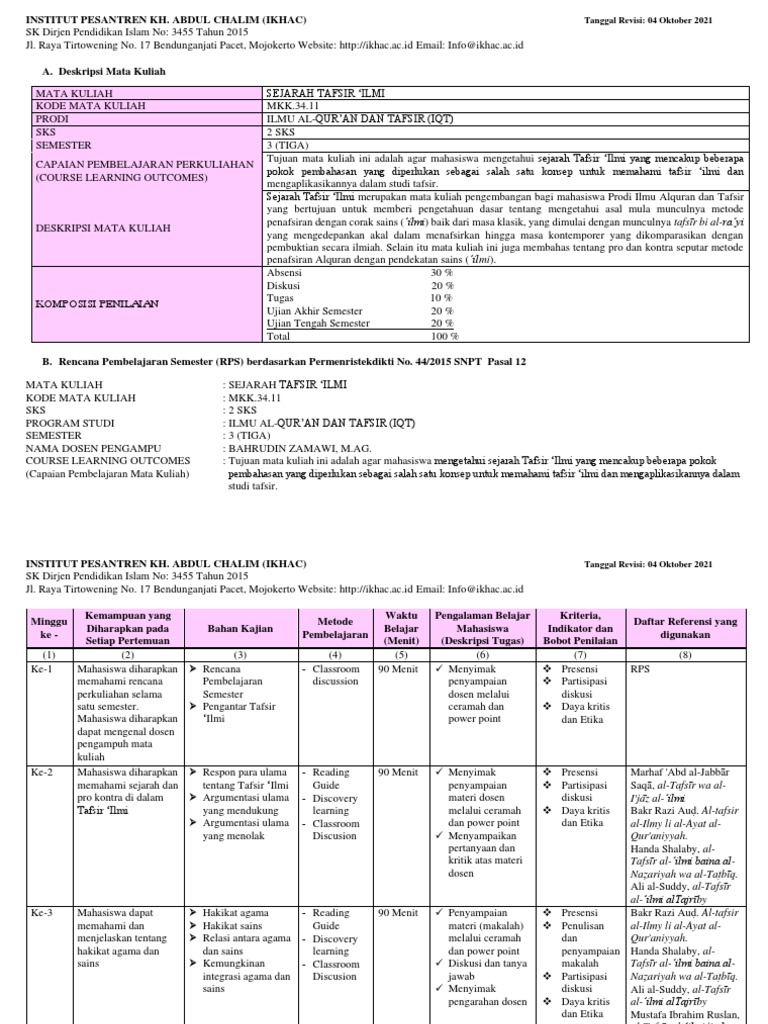 Rps Sejarah Tafsir Ilmi | PDF