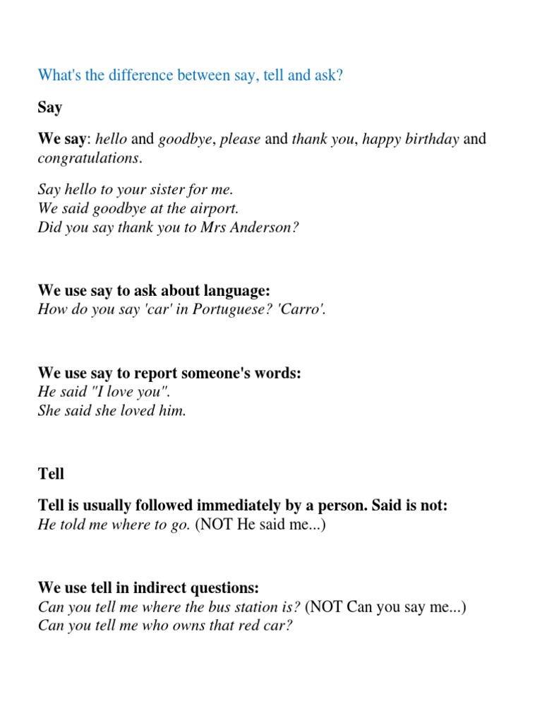 Say, Tell and Ask | PDF