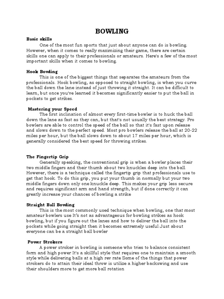 Bowling: Basic Skills | PDF | Individual Sports | Throwing