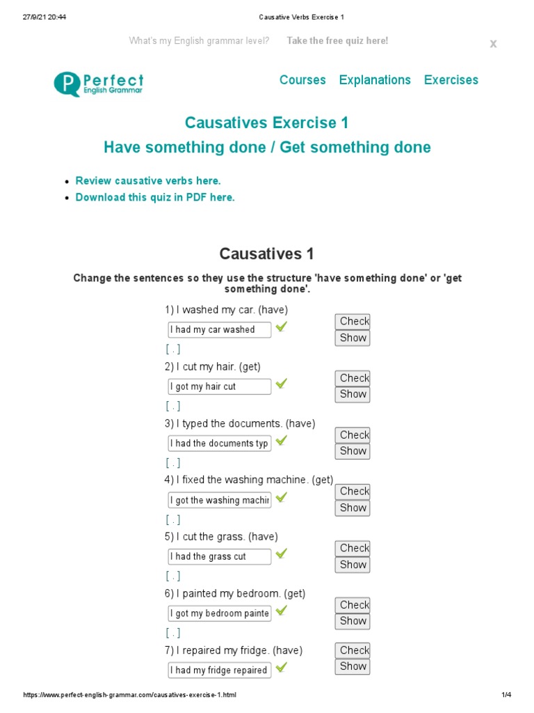 Causative Verbs Exercise 1 | PDF | Syntax | Linguistics
