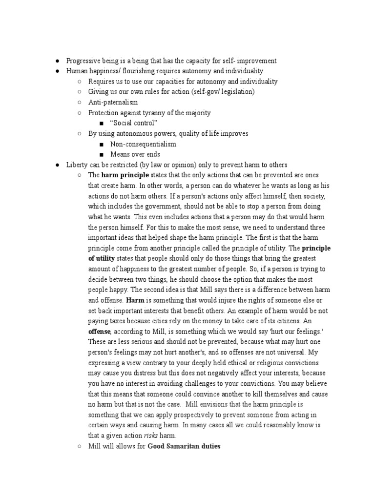 The Harm Principle. JSMill | PDF | Truth | Autonomy