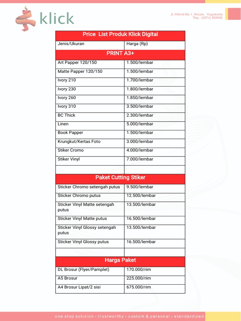 Klick Digital Product Price List | PDF | Home & Garden