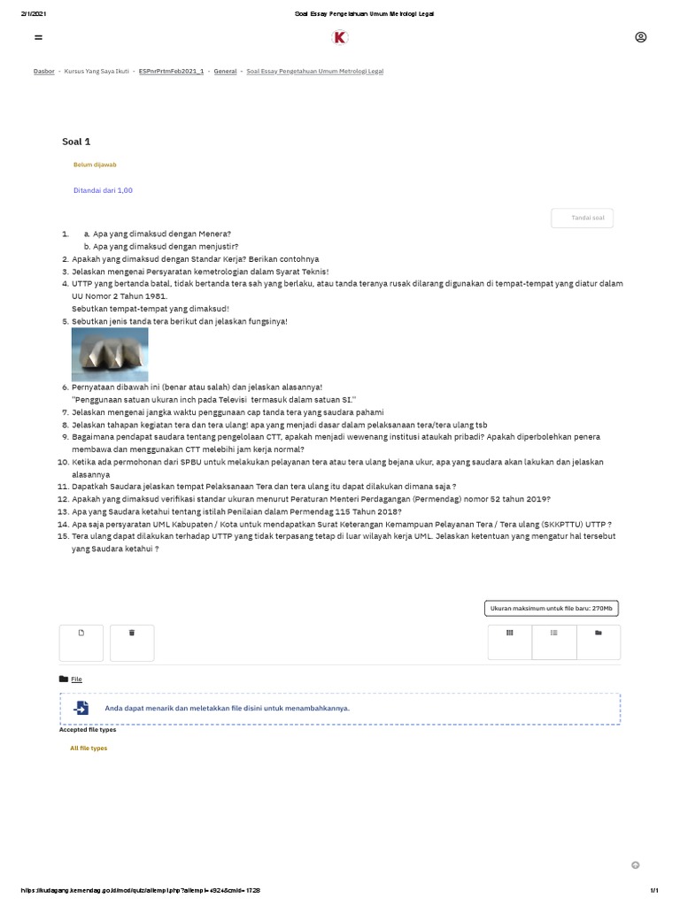 Soal Essay Pengetahuan Umum Metrologi Legal | PDF | Teknologi & Rekayasa