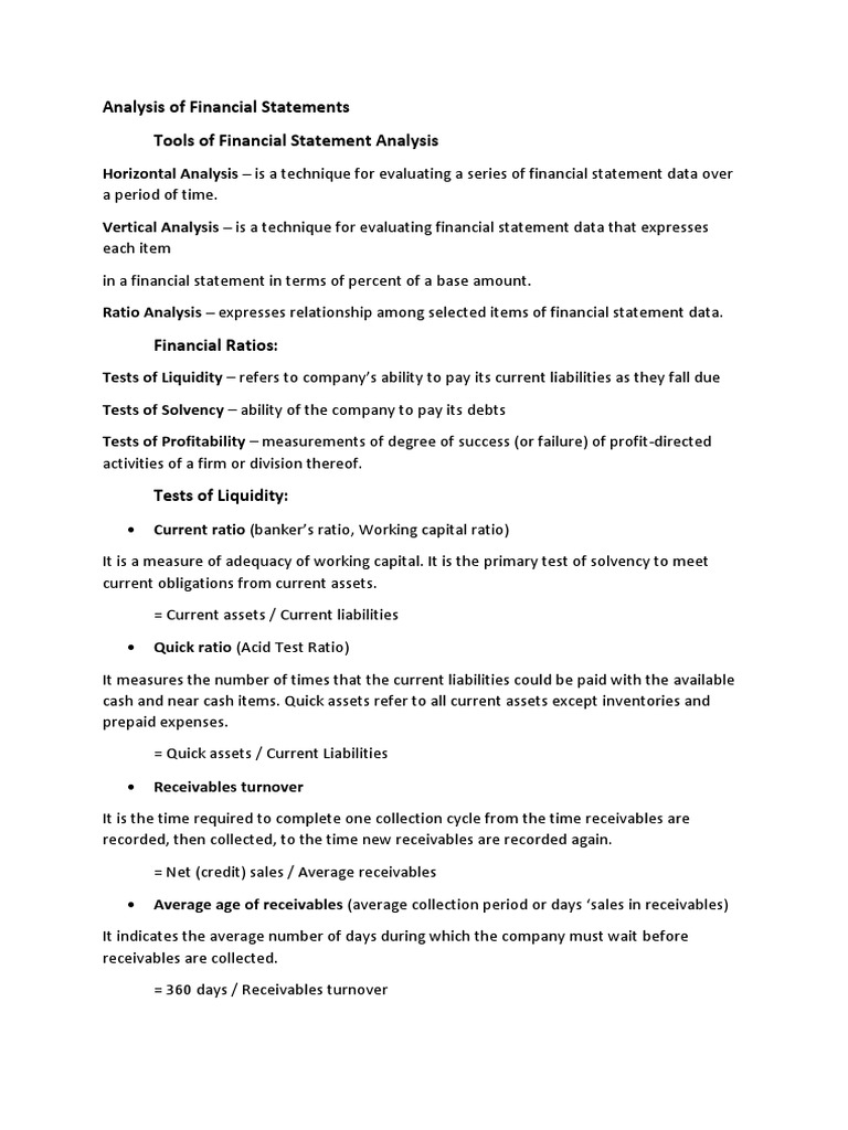 Analysis of Financial Statement | PDF | Inventory | Working Capital