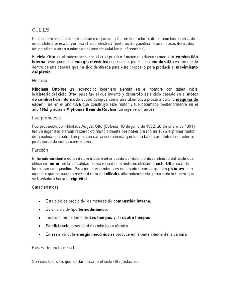 Ciclo de Otto | PDF | Motor de combustión interna | Tecnología energética