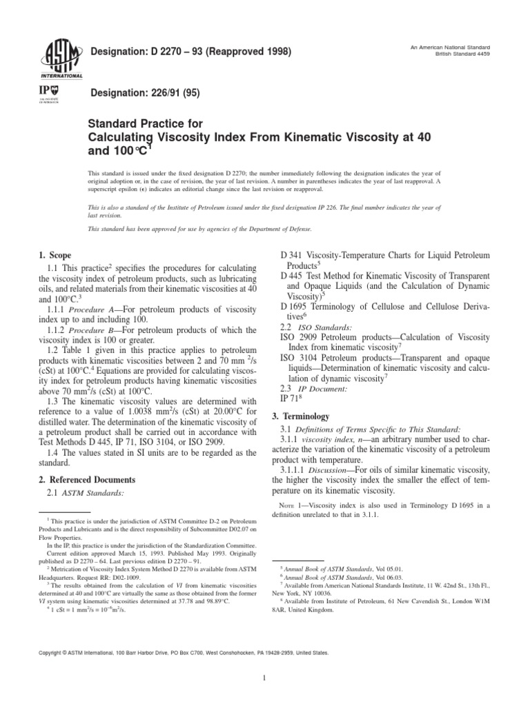 05 - ASTM D2270 - Standard Practice For Calculating Viscosity Index ...