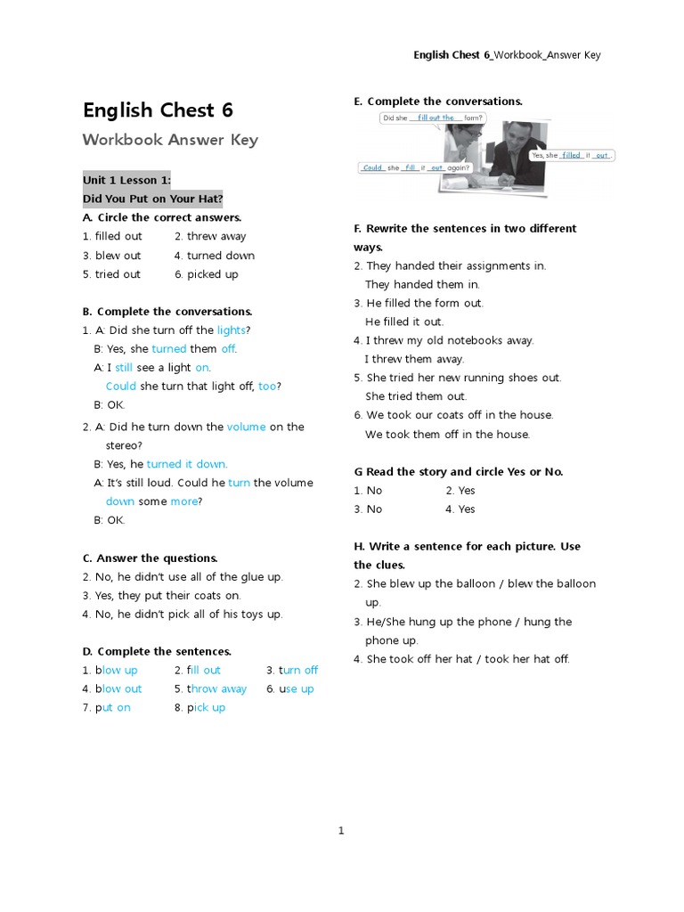 English Chest 6 Workbook Answer Key | PDF