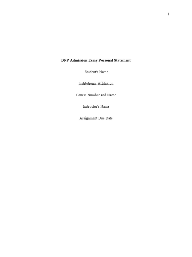 DNP Admission Essay Personal Statement Student's Name | Download Free ...