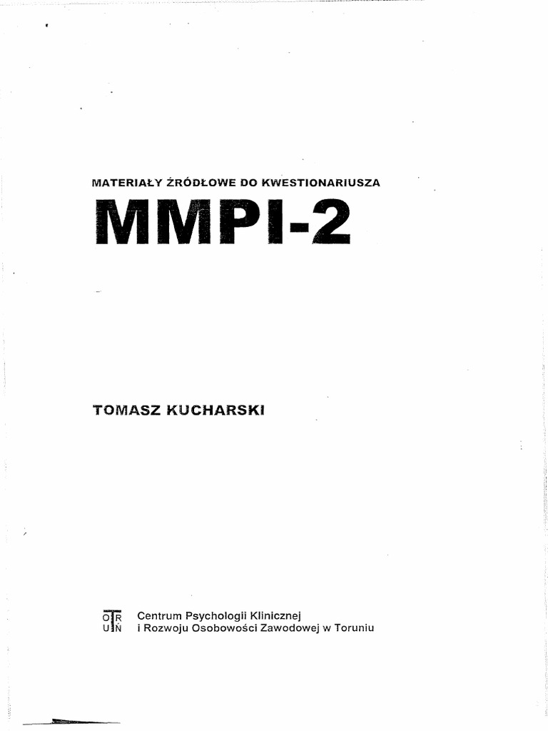 MMPI-2 Materiały Źródłowe Do Kwestionariusza (2003) - KUCHARSKI | PDF