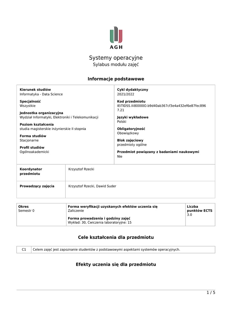 Systemy Operacyjne | PDF