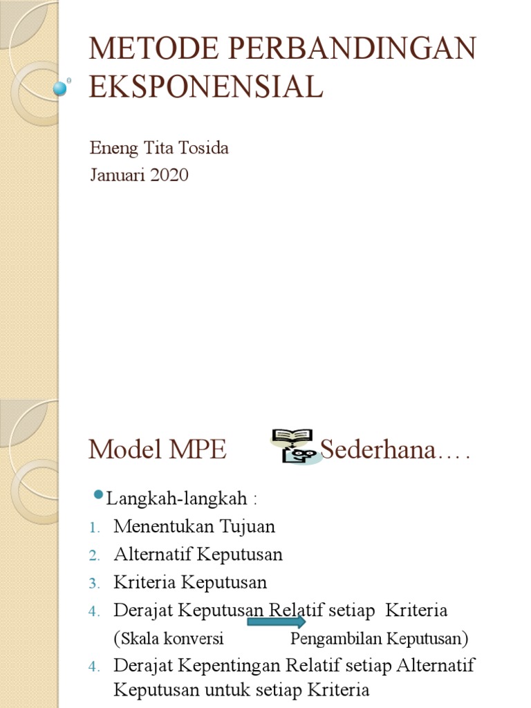 Metode Perbandingan Eksponensial MPE | PDF | Metode & Bahan Ajar